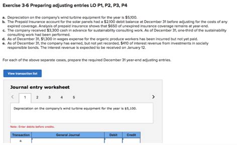 Exercise 3 6 Preparing Adjusting Entries Lo P1 P2 P3 P4 A
