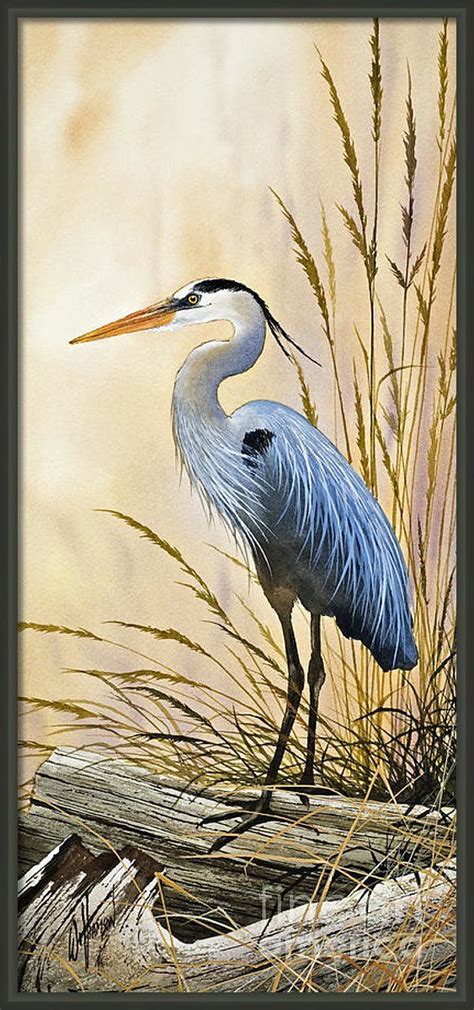 Heron Print Featuring The Painting Blue Herons Bright Shore By James