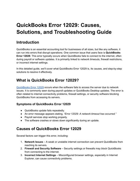 Ppt Quickbooks Error 12029 Causes Solutions And Troubleshooting Guide Powerpoint