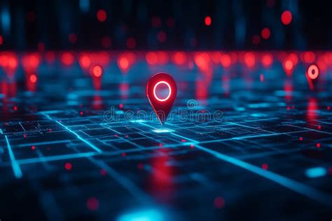 Digital Location Pin On High Tech Map Stock Illustration Illustration Of Light Grid 382141536