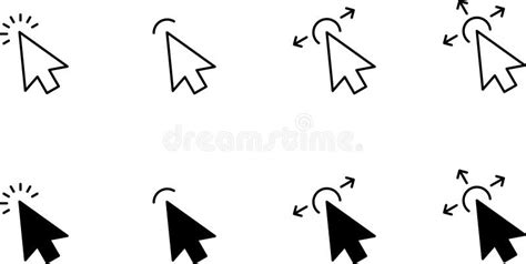 Hand Mouse Pointer Pictogram On Transparent Background Finger Web Click Pointer Line And