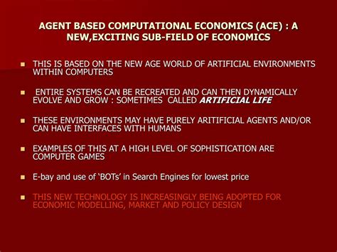 Ppt Agent Based Computational Economics Applications To Economic Modelling Market And Policy