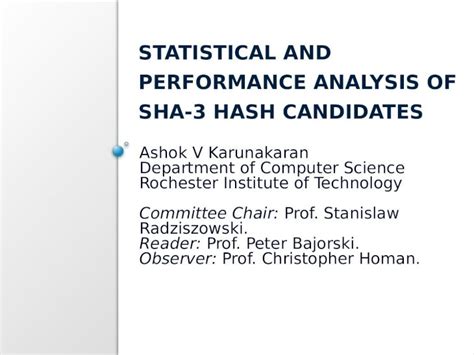 Pptx Statistical And Performance Analysis Of Sha 3 Hash Candidates