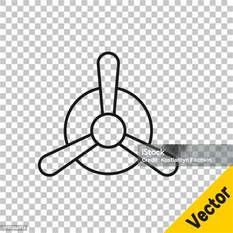 투명 한 배경에 격리 된 블랙 라인 평면 프로펠러 아이콘 빈티지 항공기 프로펠러 벡터 아이콘에 대한 스톡 벡터 아트 및 기타 이미지 아이콘 건강관리와 의술 검은색