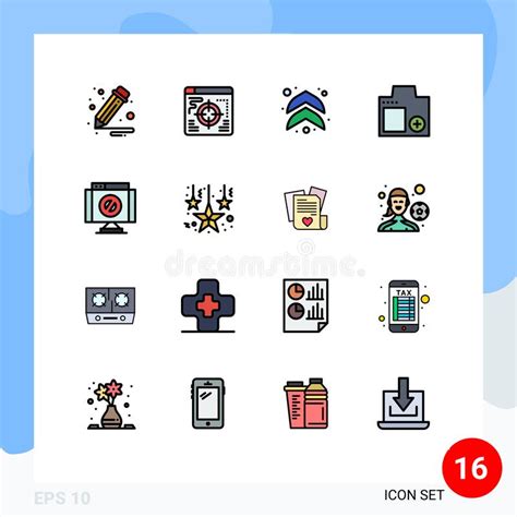 set of 16 modern ui icons symbols signs for stop delete up cross