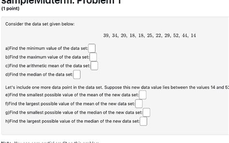Solved Consider The Data Set Given Below Chegg
