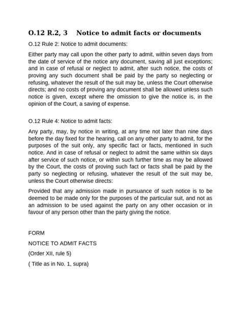 Notice To Admit Facts And Documents Pdf Lawsuit Separation Of Powers