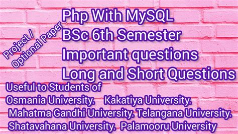 Php With Mysql Important Questions Long Andshort Questions Bsccs