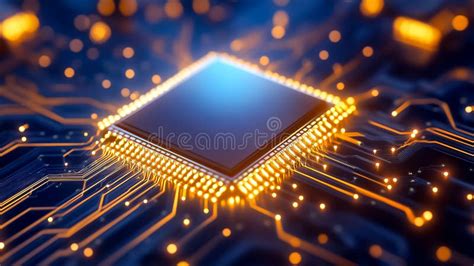 A Complex Microchip Is Highlighted Revealing Intricate Details And