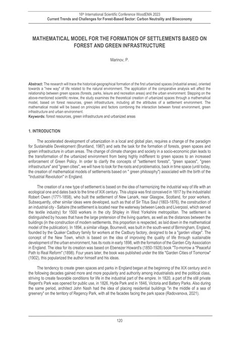 Pdf Mathematical Model For The Formation Of Settlements Based On Forest And Green Infrastructure