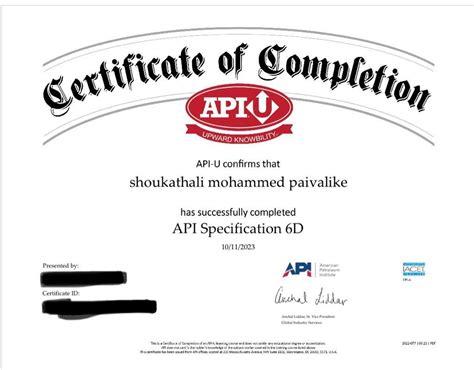 One More Certificate Api 6d Through Api U Shoukathali Mohammed 13