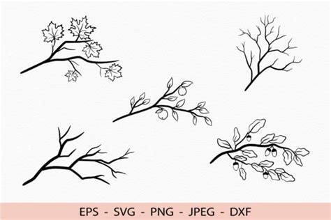 Tree Branch Svg Maple Leaves Cricut Oak Graphic By GreatSVG By Elena