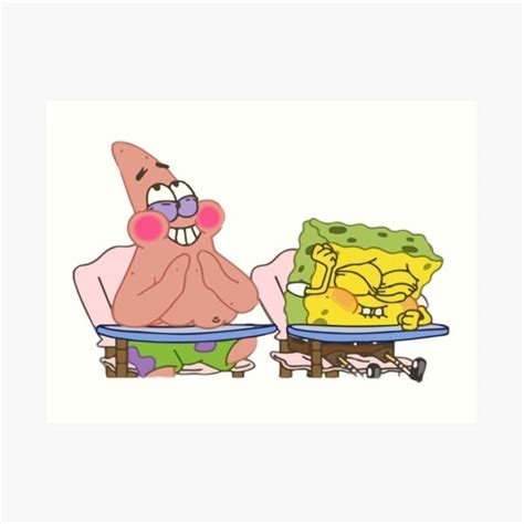 Spongebob And Patrick Laughing Hd Art Print For Sale By Evequickk Redbubble