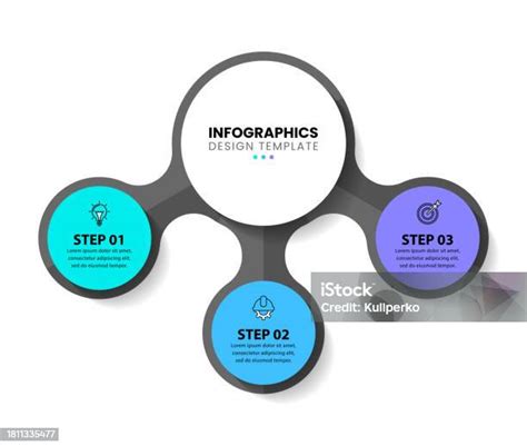 인포그래픽 템플릿입니다 아이콘이 있는 3개의 연결된 원 개념에 대한 스톡 벡터 아트 및 기타 이미지 개념 그래프