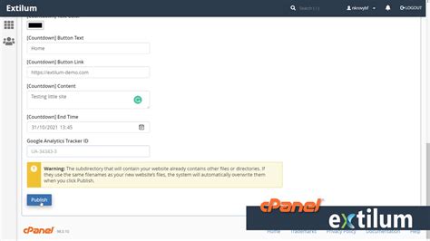 create site publisher website cpanel extilum knowledgebase