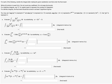 Solved For Each Of The Following Rewrite The Integral After Chegg Com