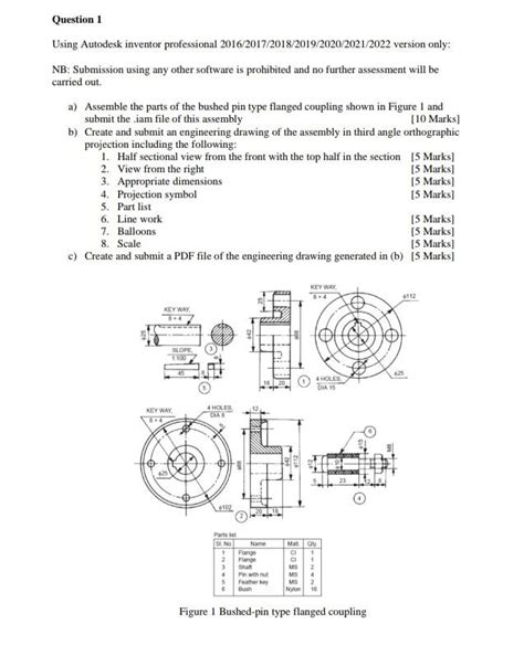 Solved Question 1 Using Autodesk Inventor Professional