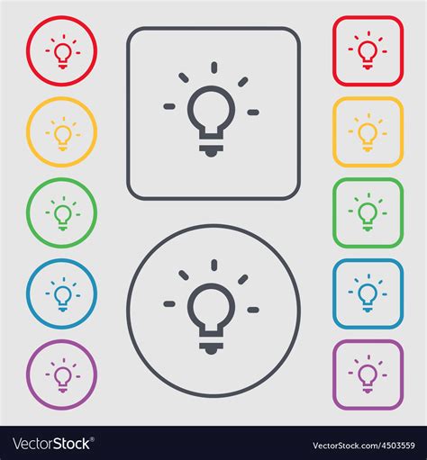 Light Lamp Idea Icon Sign Symbol On The Round Vector Image