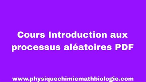Cours Introduction Aux Processus Aléatoires Pdf