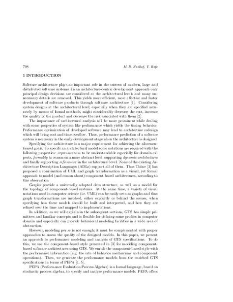 Performance Modeling And Analysis Of Software Architectures Specified Through Graph