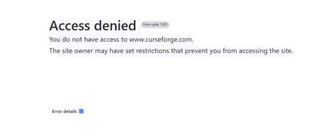 Access Denied Error Code 1020 Rcurseforge