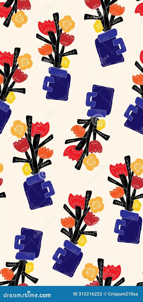 Avant Garde Flowers In A Vase Stylized Drawing Stock Vector Illustration Of Drawn Elegant