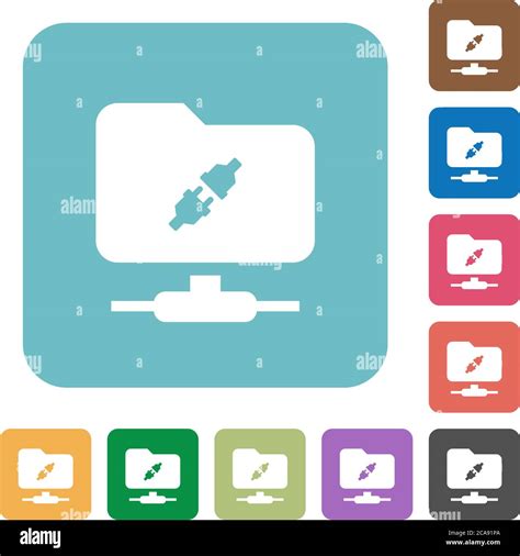 Ftp Connection White Flat Icons On Color Rounded Square Backgrounds Stock Vector Image And Art Alamy