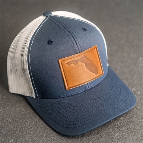 Florida Hat Leather Patch Trucker Style Hat For Men Or Women State