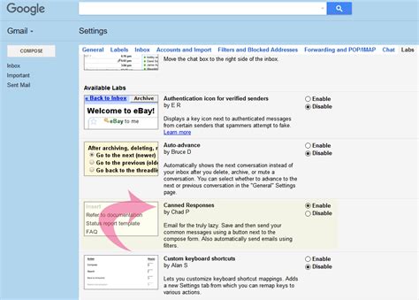how to enable gmail templates