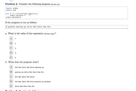 solved problem 2 consider the following program mystery py