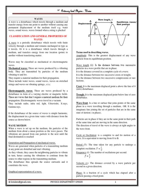 Waves Notes Physics O Level Pdf Waves Wavelength