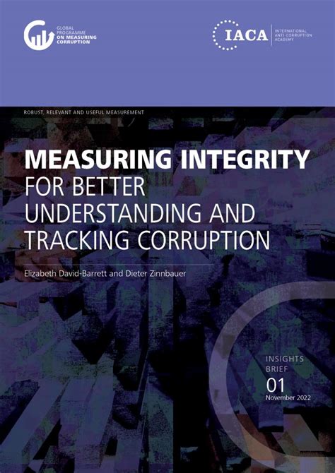 Measuring Integrity For Better Understanding And Tracking Corruption Global Programme On
