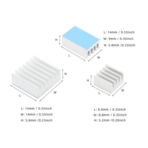 3 Stk Aluminum Heatsinks Til Raspberry Pi 4 • Raspberrypi Dk