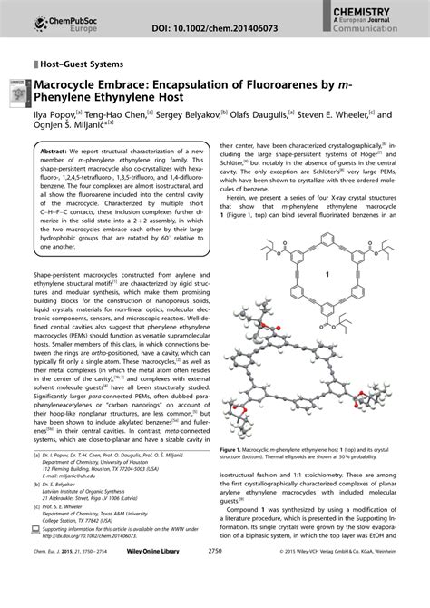 Pdf Macrocycle Embrace Encapsulation Of Fluoroarenes By M Phenylene