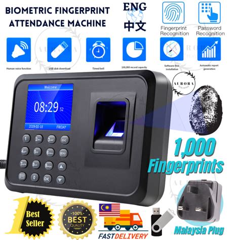 Ready Stock Biometric Fingerprint Attendance Machine Thumbprint Record Worker Absence Office