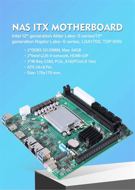 Mini Itx Computer Motherboard 12th Gen Alder Lake S 8 Sata3 0 Nas Motherboard Lga 1700 H670 Ddr5
