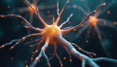 Illustration Of Neuron Cell Sending Electric Signals In Brain For