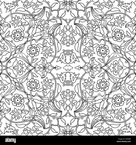 Stylized Flowers Oriental Doodle Wallpaper Seamless Abstract Background Vector Decoration Tile