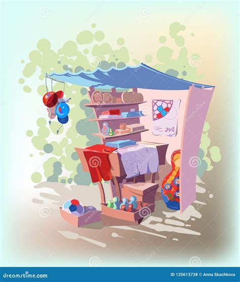 Souvenir Shop in Russia with Soccer Balls Stock Vector - Illustration ...