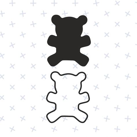 Teddy Bear Silhouette And Outline Svg Cut Files Pdf Ai Dxf Etsy