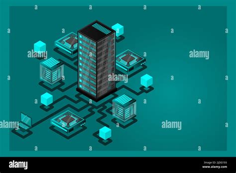 Concept Of Data Network Management Vector Isometric Map With Business