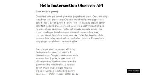 Intersection Observer Example Codesandbox