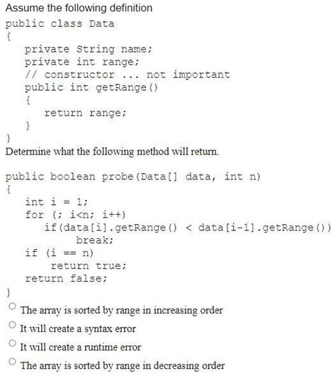 Solved Assume The Following Definition Public Class Data