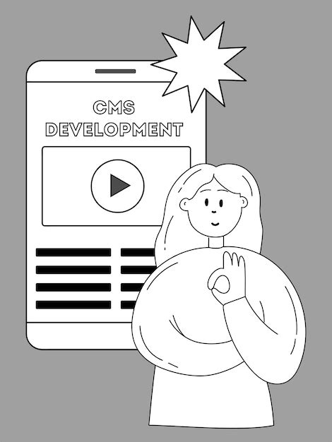 Premium Vector Cms Development Illustration Woman Developer And