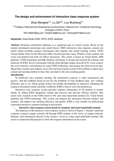 Pdf The Design And Achievement Of Interactive Class Response System