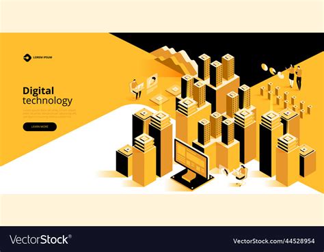 Big Data Processing Concept Data Center Isometric Vector Image