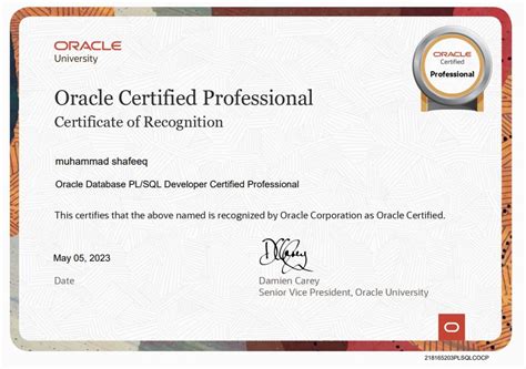 Oracle Database Plsql Developer Certified Professional Shafeeq Muhammad
