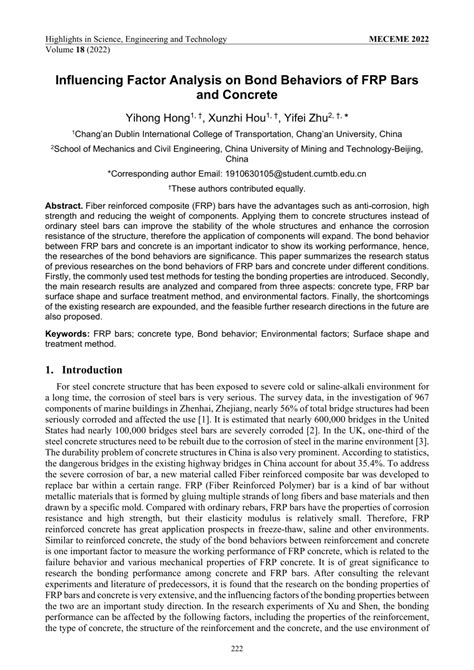 Pdf Influencing Factor Analysis On Bond Behaviors Of Frp Bars And Concrete