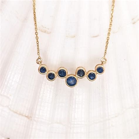 Beautiful Blue Sapphire Pendant Necklace In Solid 14k Gold Round