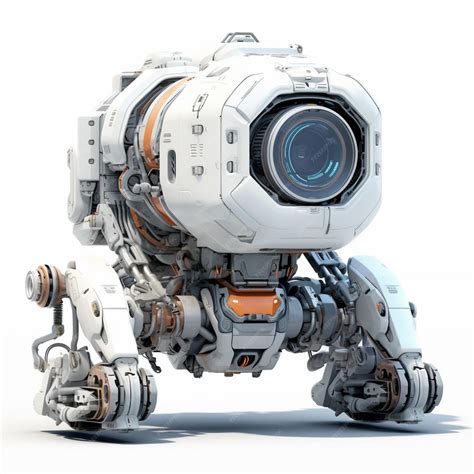 Premium Ai Image A Robot With A Camera On Its Front Is Standing In A White Background